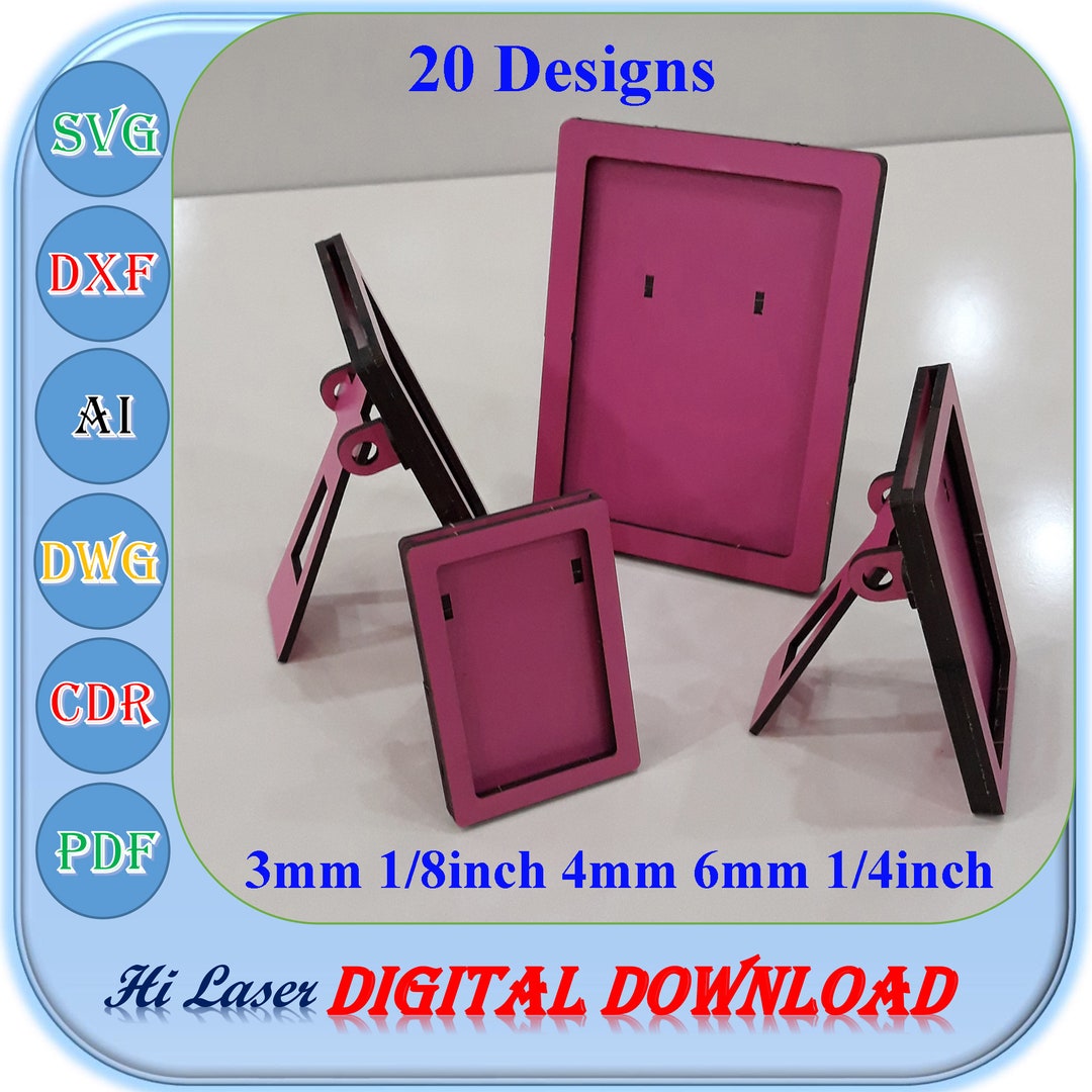 Photo Frame Holder Laser Cut File, Photo Stand Template, 3mm 4mm 6mm 1/ ...