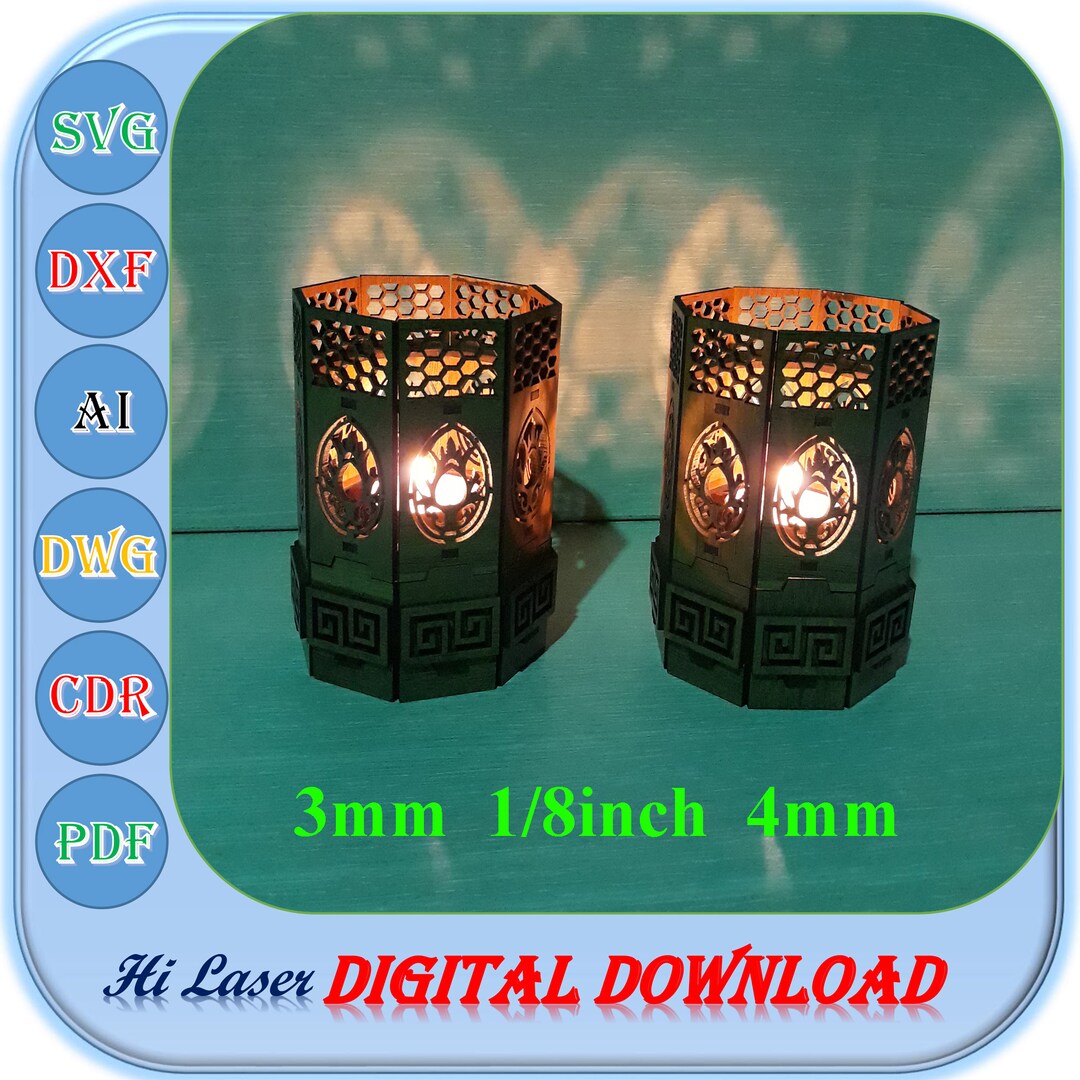 Laser Cut Wooden Tealight Candle Stick File, 3mm 4mm 1/8 Inch Candle ...