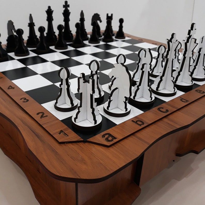 Laser Cut Chess Board Game, Wooden Chess Board Game Template, 3mm 1/8 ...