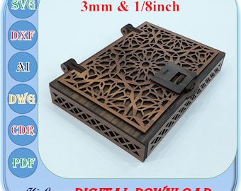 Wooden Jewelry Box Svg Dxf With Drawer and Sliding Lock, 3mm 1/8inch ...