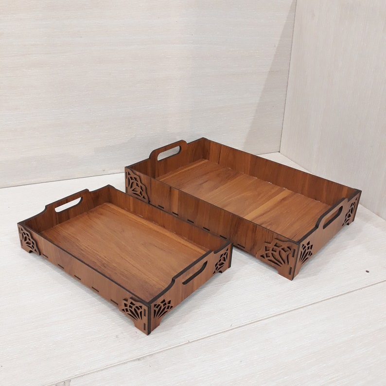 Laser Cut Wooden Flat Serving Tray Svg Dxf Files for 3mm, 4mm, 1/8 Inch ...