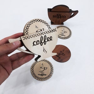 Laser Cut Coffee Coaster With Holder Svg Dxf Ai Files for All Thickness ...