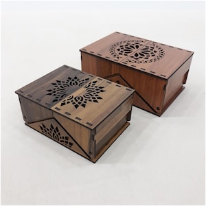 Laser Cut Gift Box With Lid in 2 Different Size, 3mm 1/8inch 4mm Wooden ...