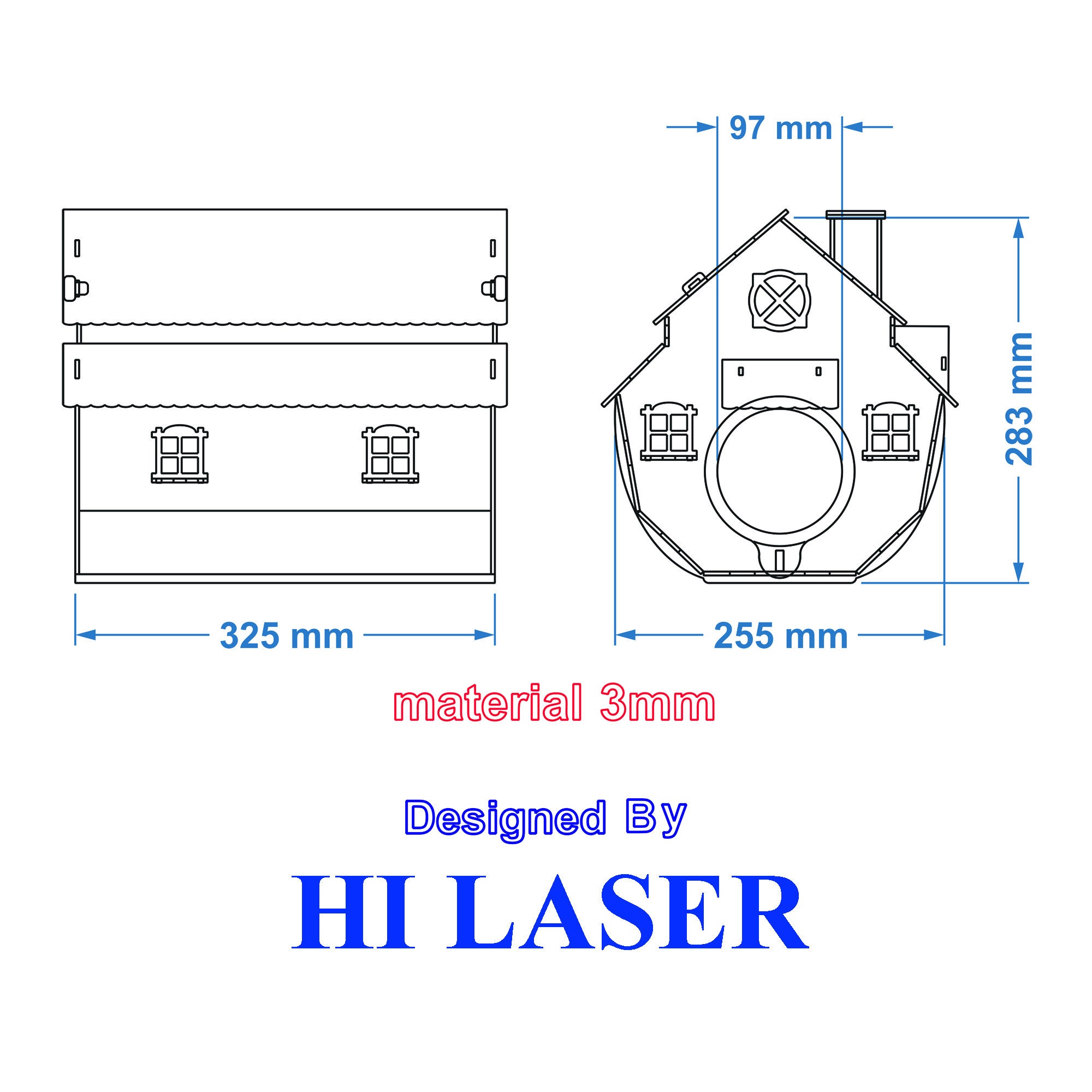Wooden Bird House Laser Cut File 3mm 1/8inch, Bird House Svg Dxf Ai Cut ...