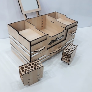 Laser Cut Wooden Makeup Box With Mirror , 3mm 1/8inch Wooden Jewelry ...