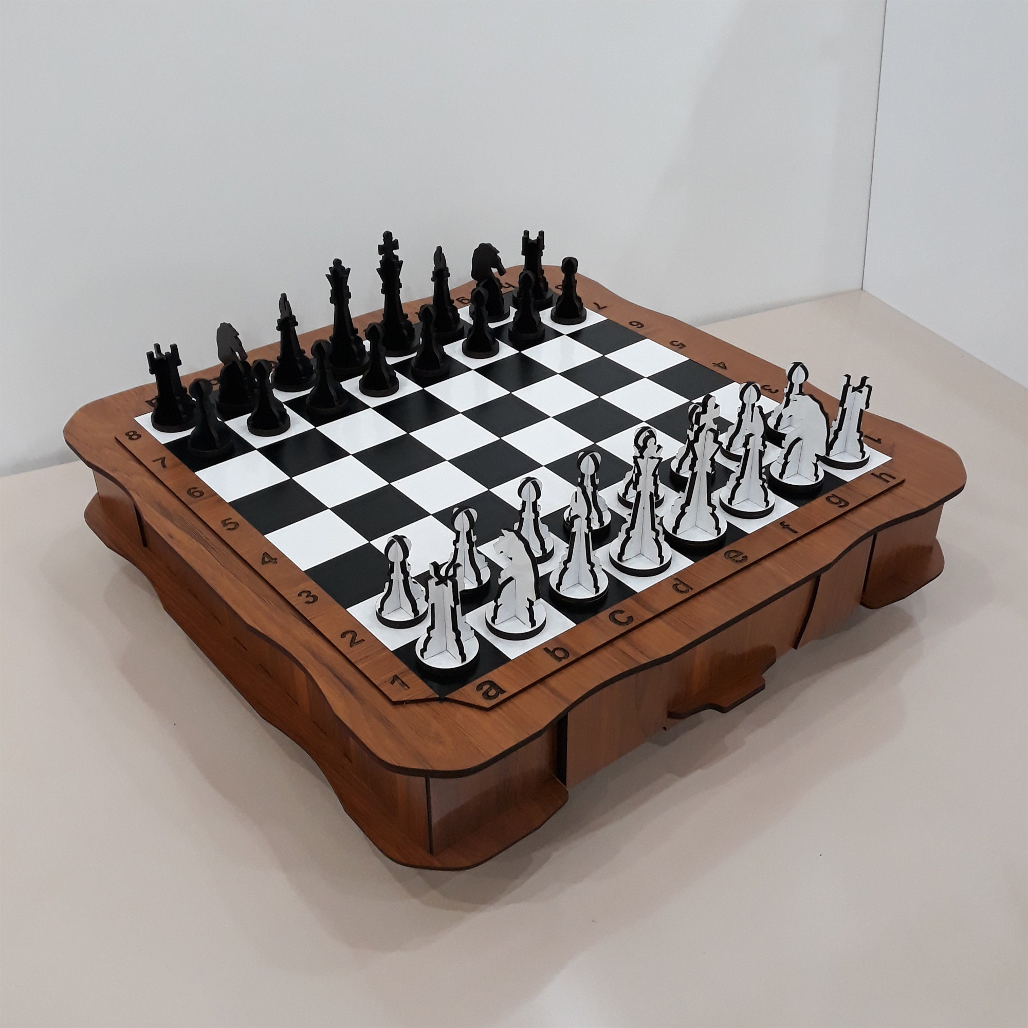 Laser Cut Chess Board Game, Wooden Chess Board Game Template, 3mm 1/8 ...