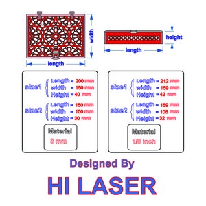 Laser Cut Gift Box With Sliding Lock in 2 Different Size, 3mm, 1/8inch ...
