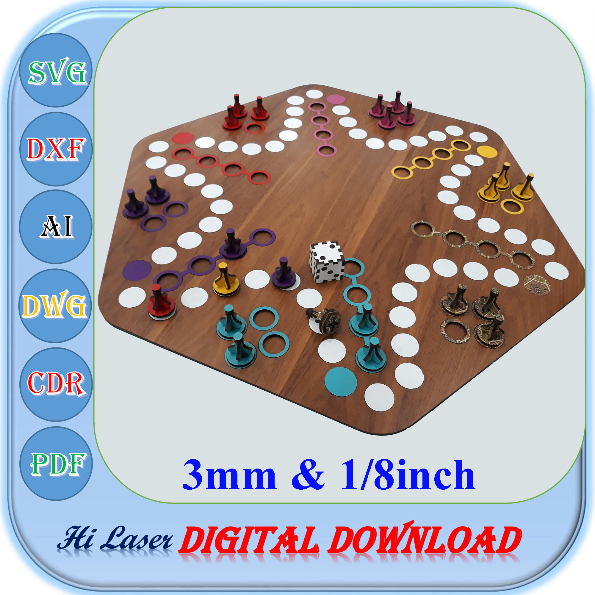 Ludo Board Game Laser Cut File, Ludo Board Game With Token SVG, Pachisi ...
