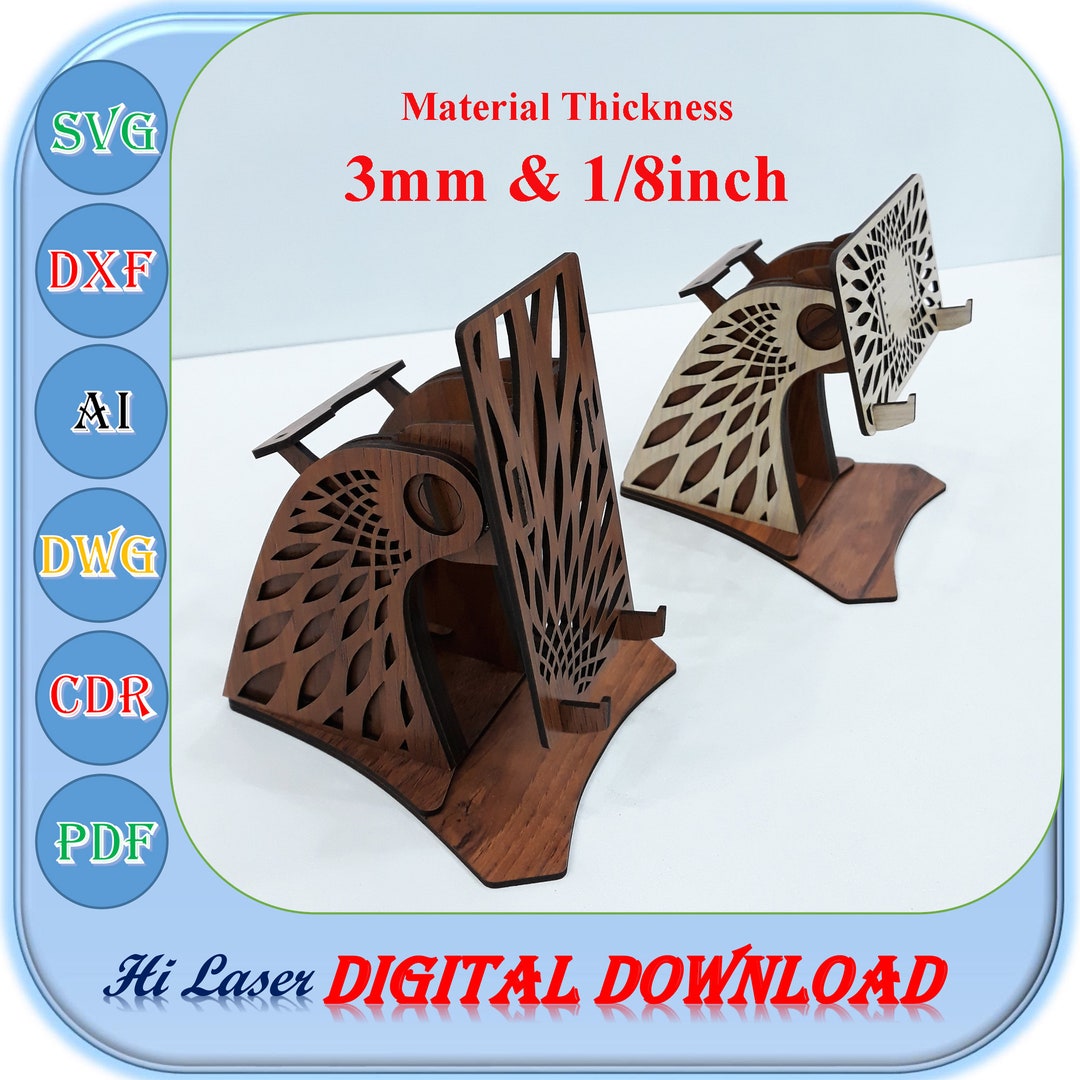 Laser Cut Wooden Phone Stand Files With Adjustable Angle, 3mm 1/8 Inch ...