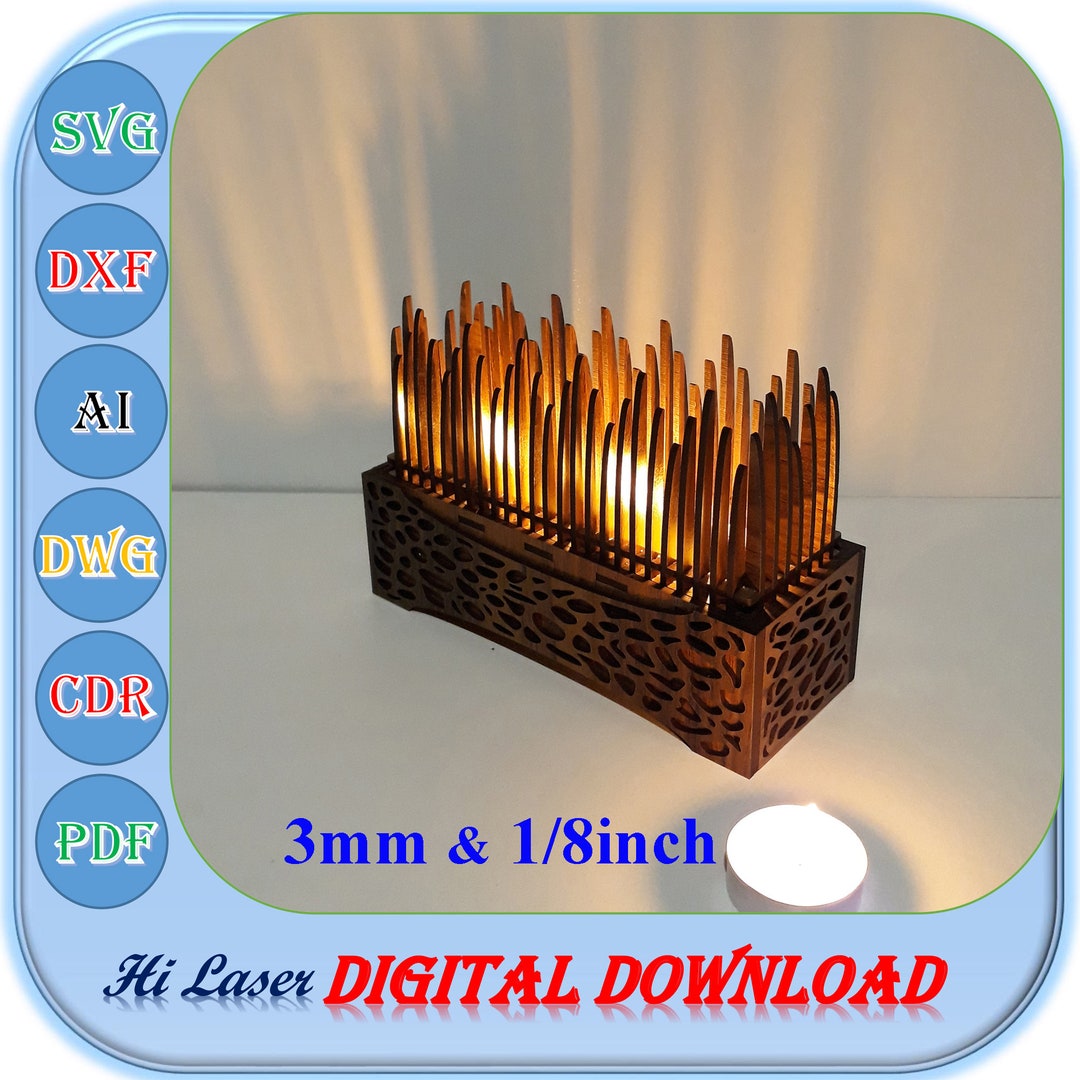 Laser Cut Tea Light Candle Holder Svg Dxf Cut File, 3mm 1/8inch Wooden ...