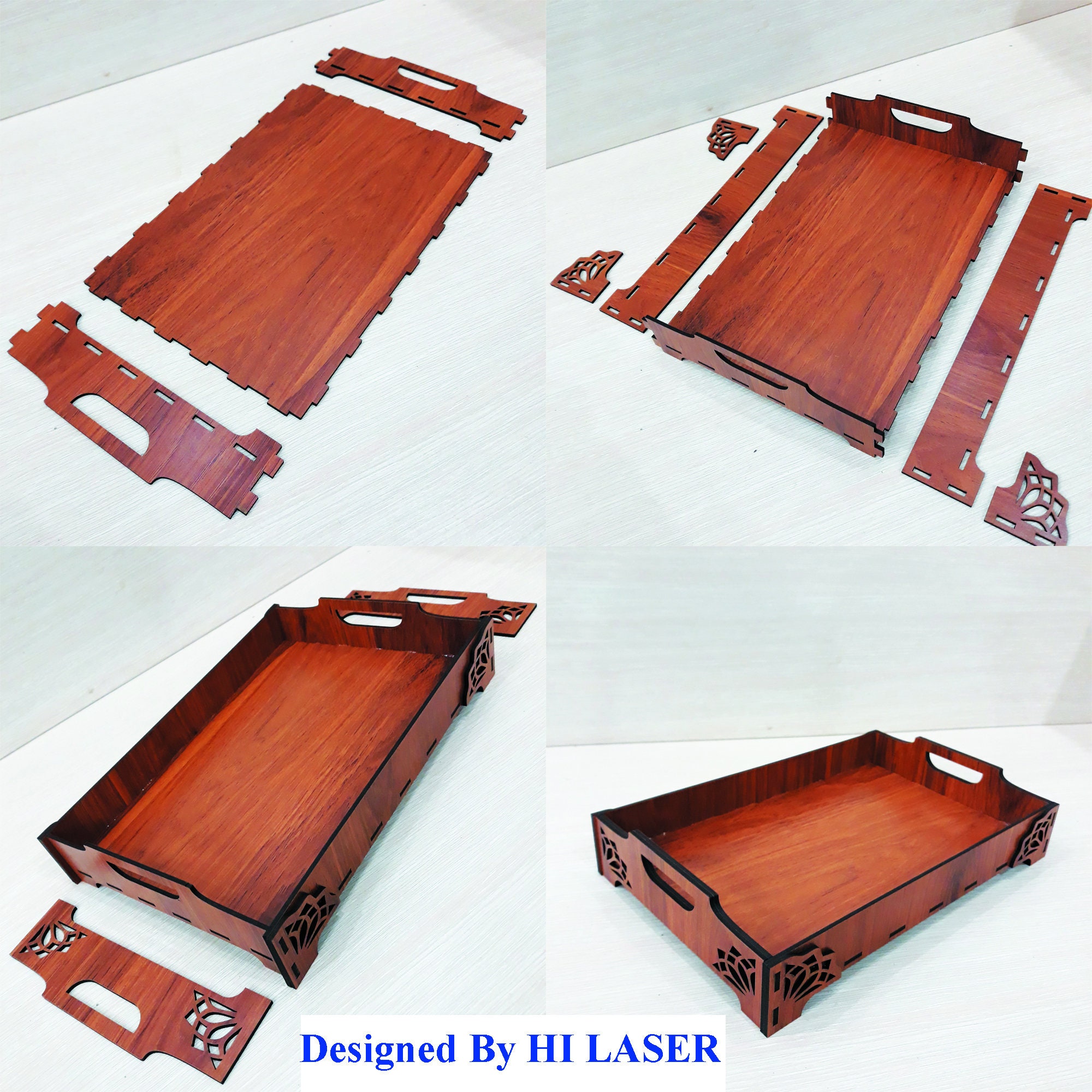 Laser Cut Wooden Flat Serving Tray Svg Dxf Files for 3mm, 4mm, 1/8 Inch ...