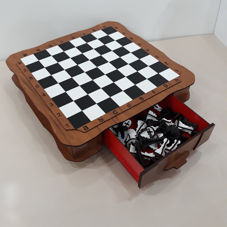 Laser Cut Chess Board Game, Wooden Chess Board Game Template, 3mm 1/8 ...
