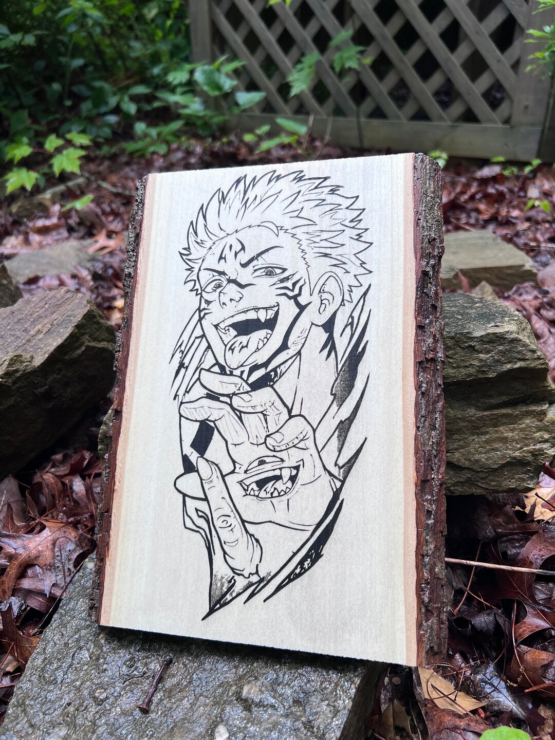 King of Curses Jutsu Basswood Etch, Anime Wall Hanging, Sorcerer Sukuna ...