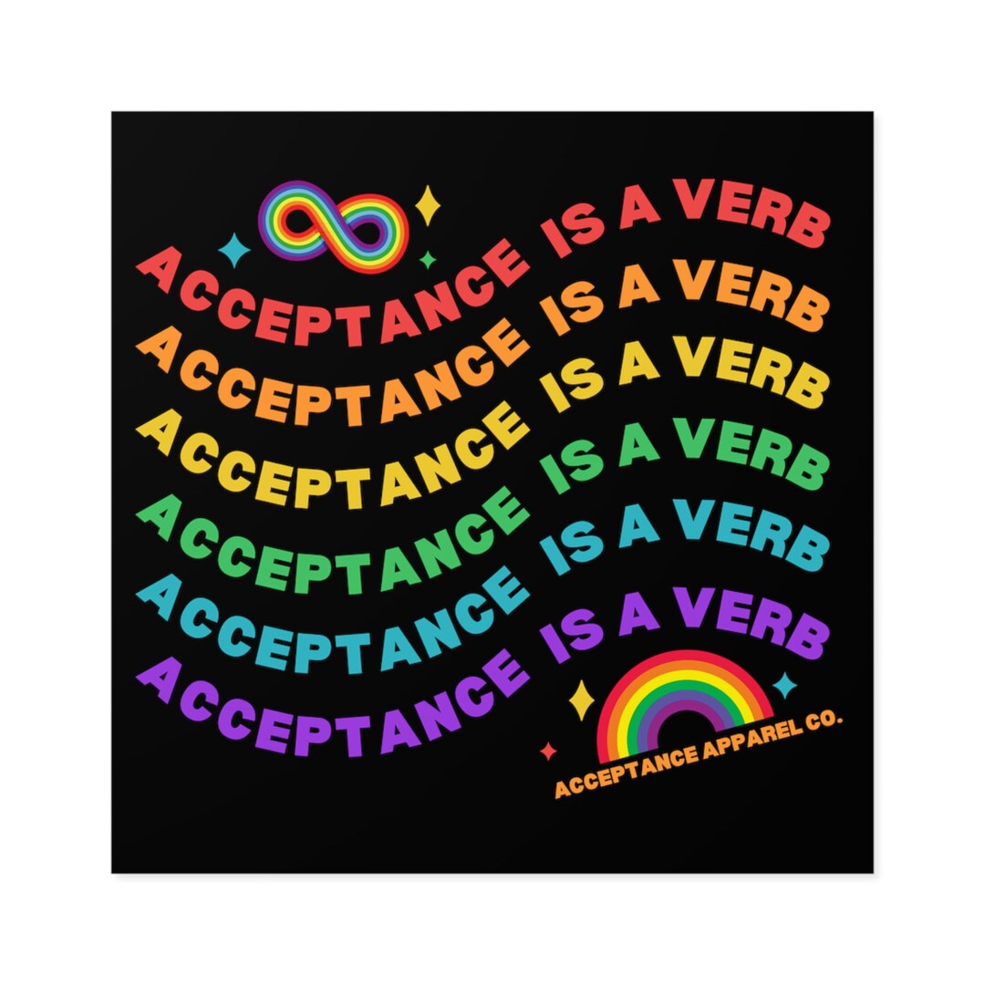 Acceptance is a Verb Sticker, Neurodiversity Affirming Sticker, Autism ...