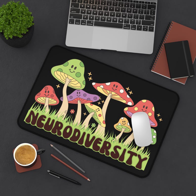 Neurodiversity (happy Mushrooms) Desk Mat, Neurodiversity Affirming ...