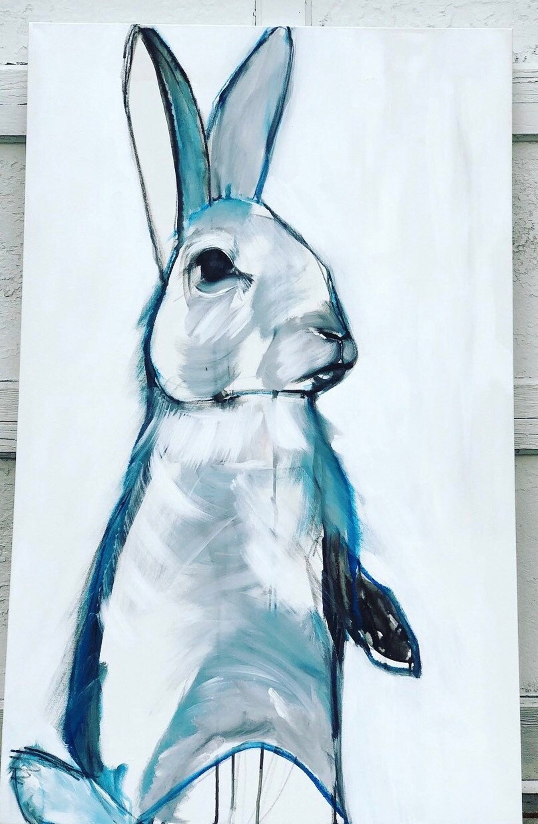 Large Rabbit Painting on Canvas - Etsy