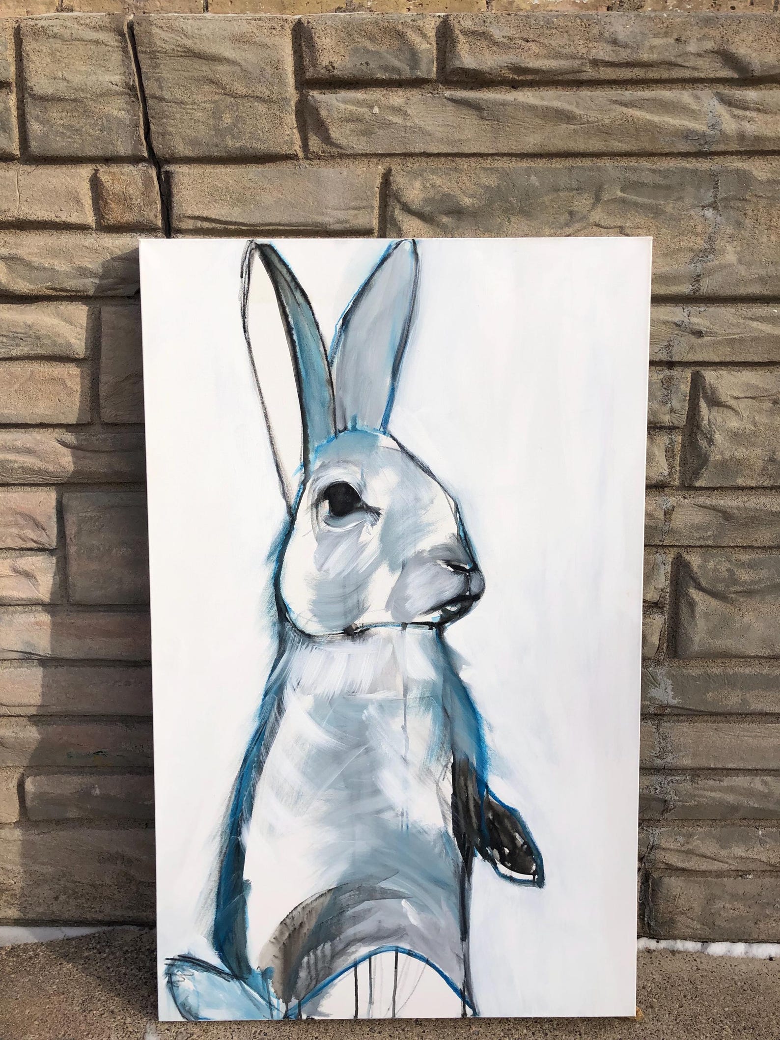 Large Rabbit Painting on Canvas - Etsy