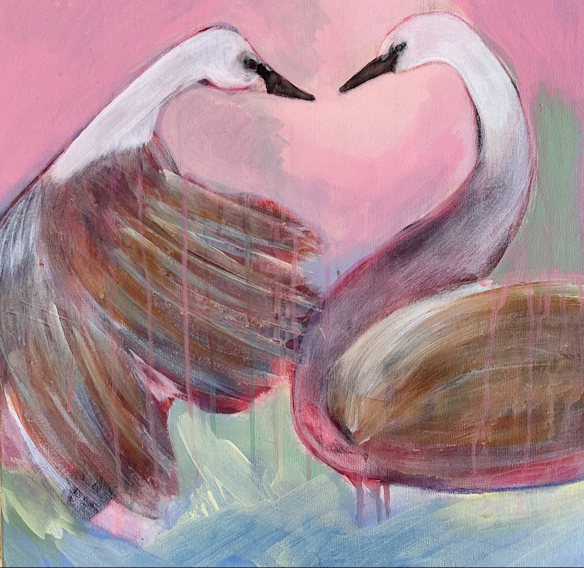 Original Swans Painting - Etsy