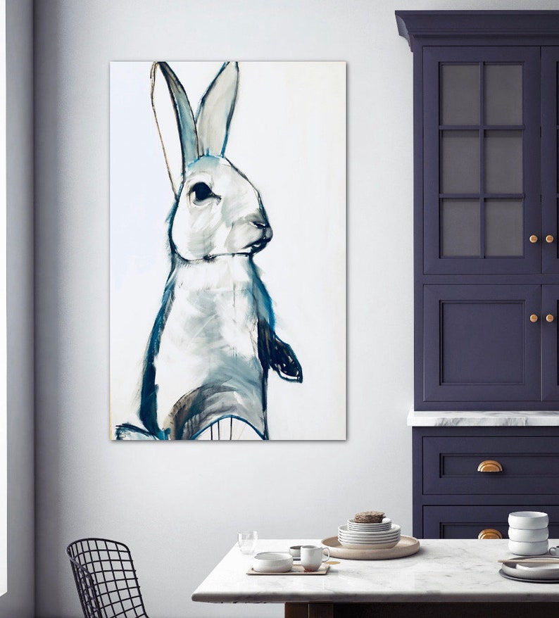 Large Rabbit Painting on Canvas - Etsy