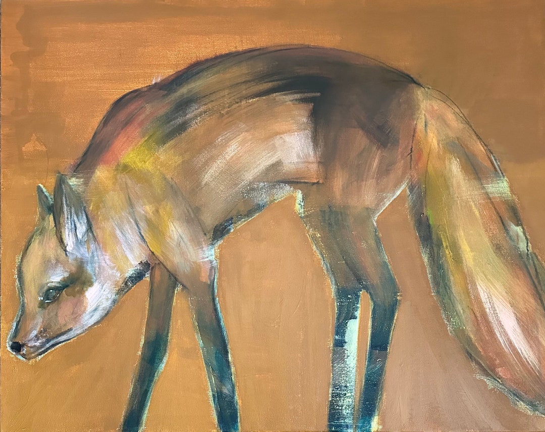 Tip Toe Fox on Canvas - Etsy