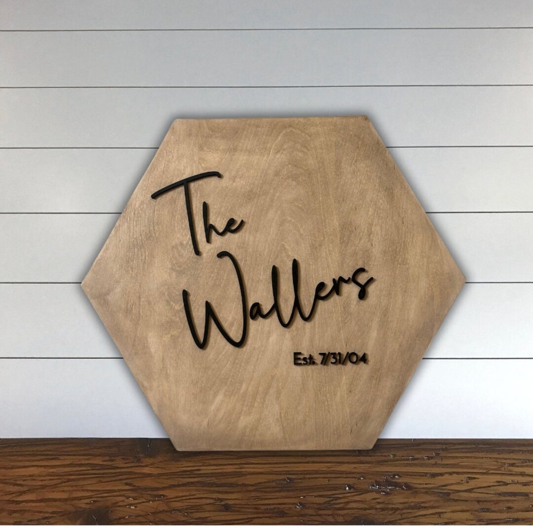 Family Sign Est | Est Family Sign| Est Sign | Wood Hexagon | Hexagon ...