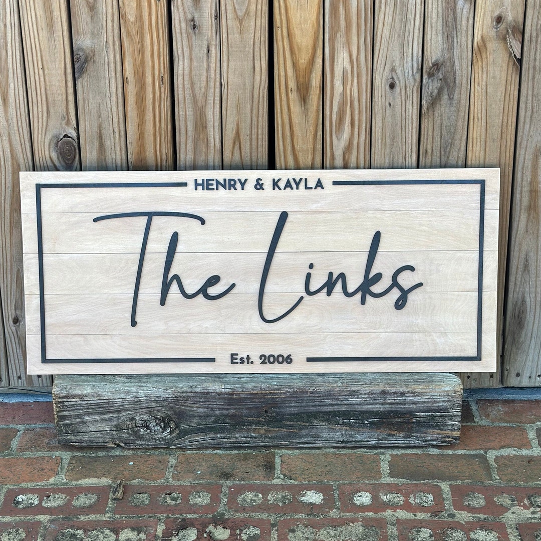 Personalized Birch Wood Family Name Sign | Custom Wedding Gift ...