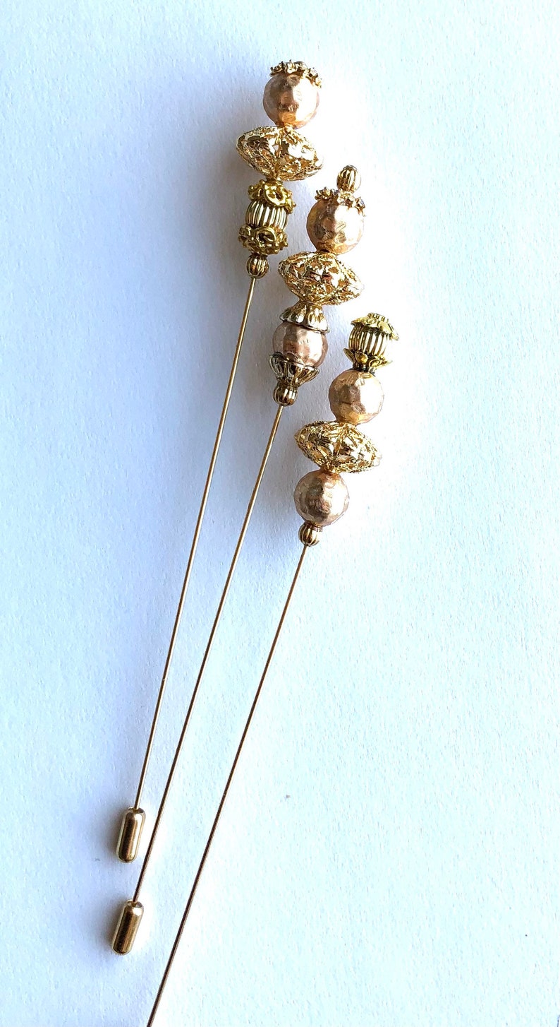 Victorian Style Six Inch Hat Pins in Gold - Etsy