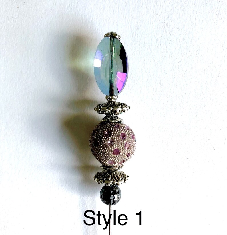 Victorian Style Silver Six Inch Hat Pins Blue Glass Pearls Etsy