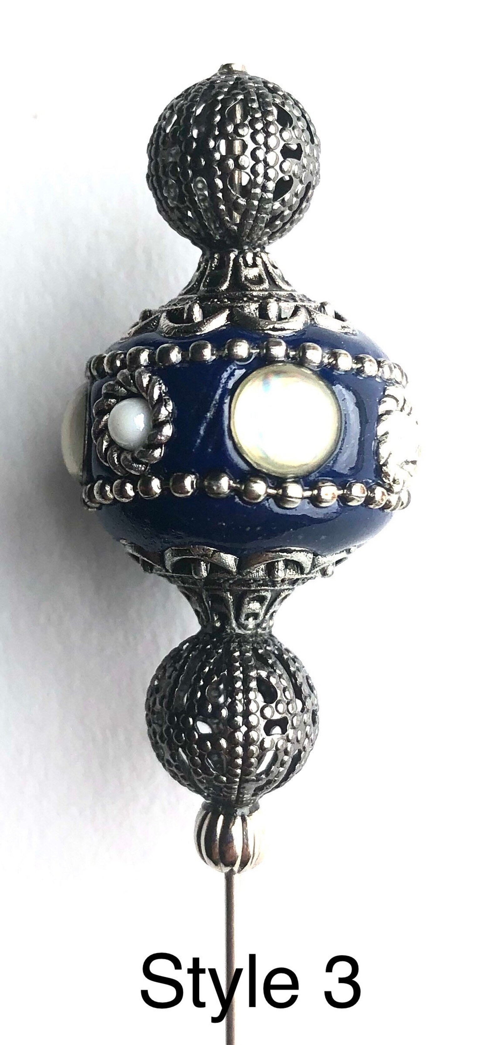 Victorian Style Six Inch Hat Pins Black and White Navy Blue - Etsy