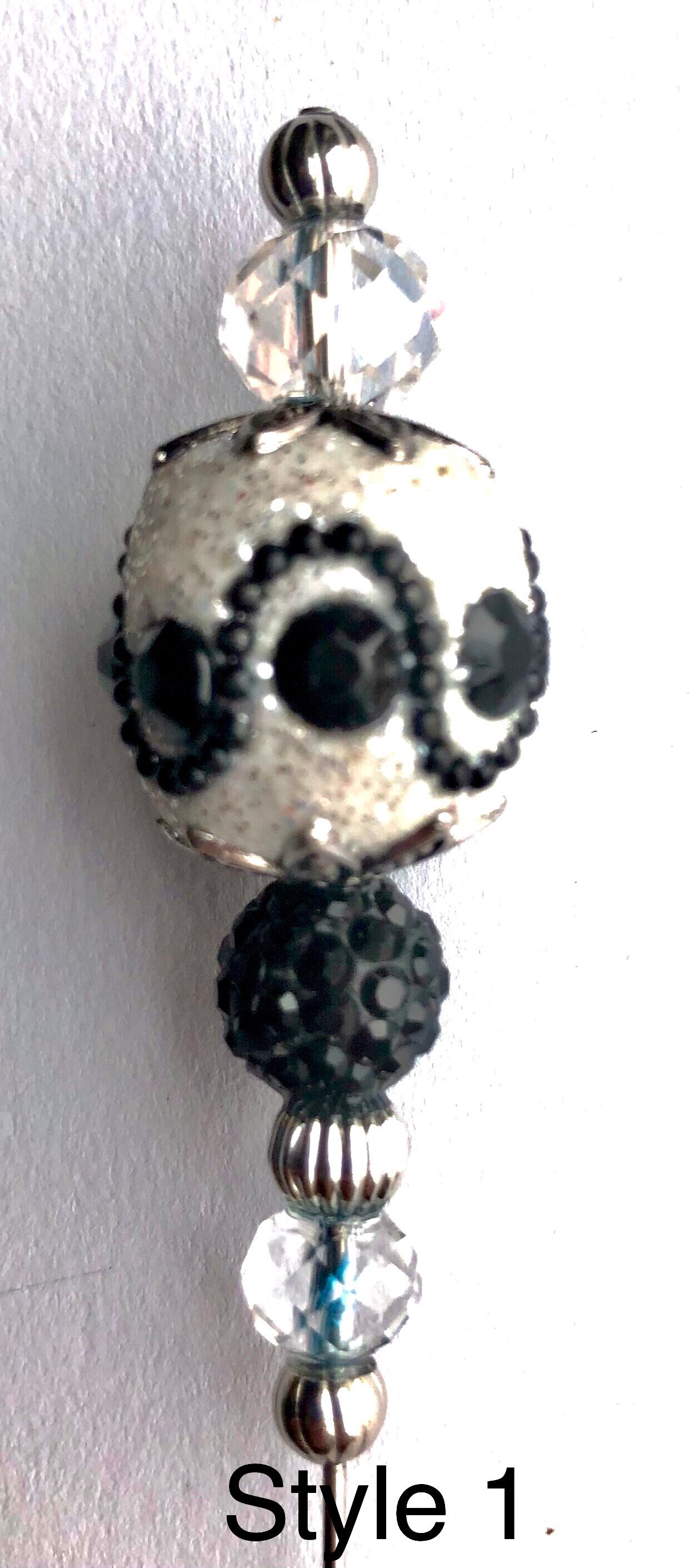 Victorian Style Six Inch Hat Pins Black and White, Navy Blue Glass ...