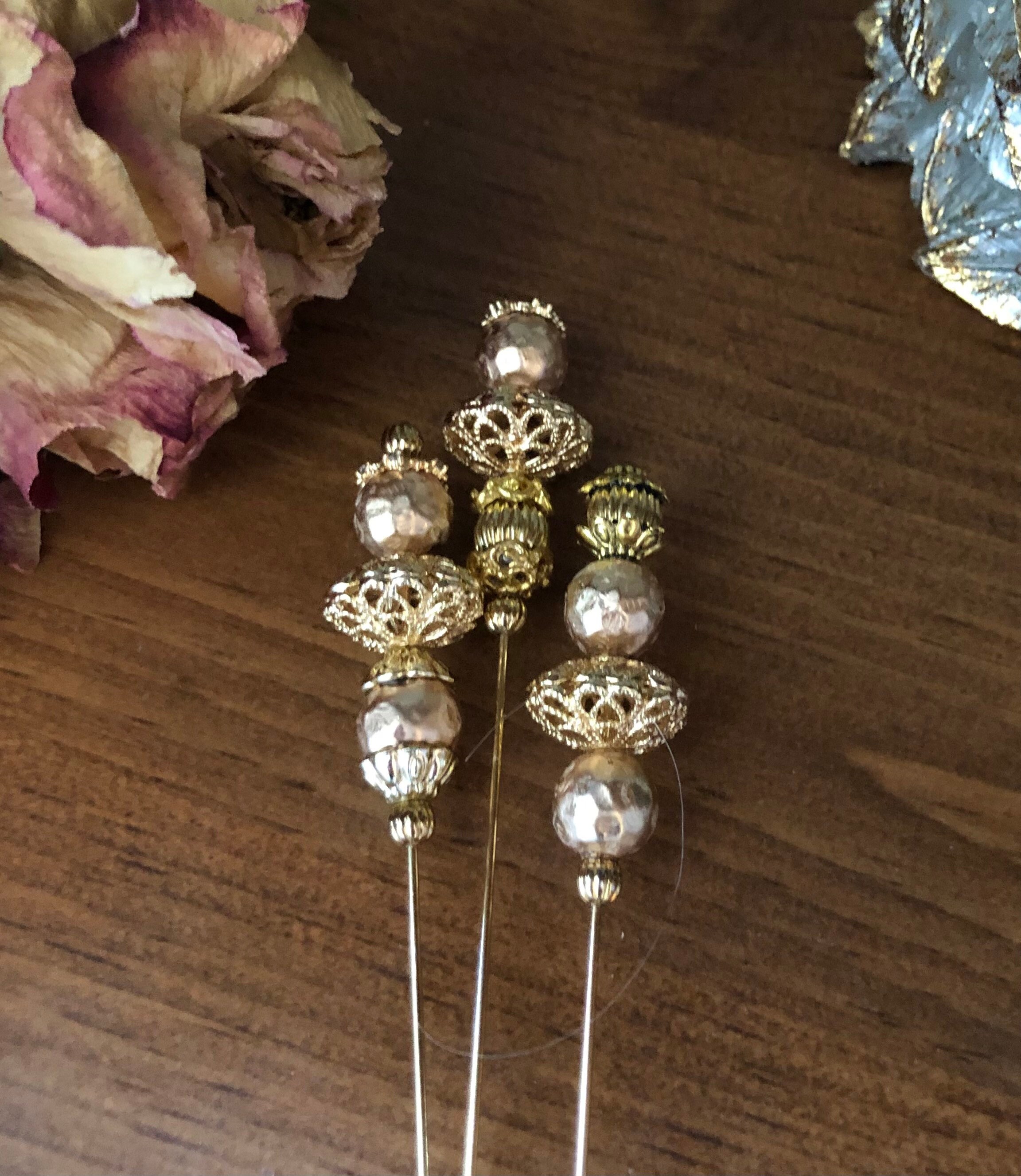 Victorian Style Six Inch Hat Pins in Gold - Etsy