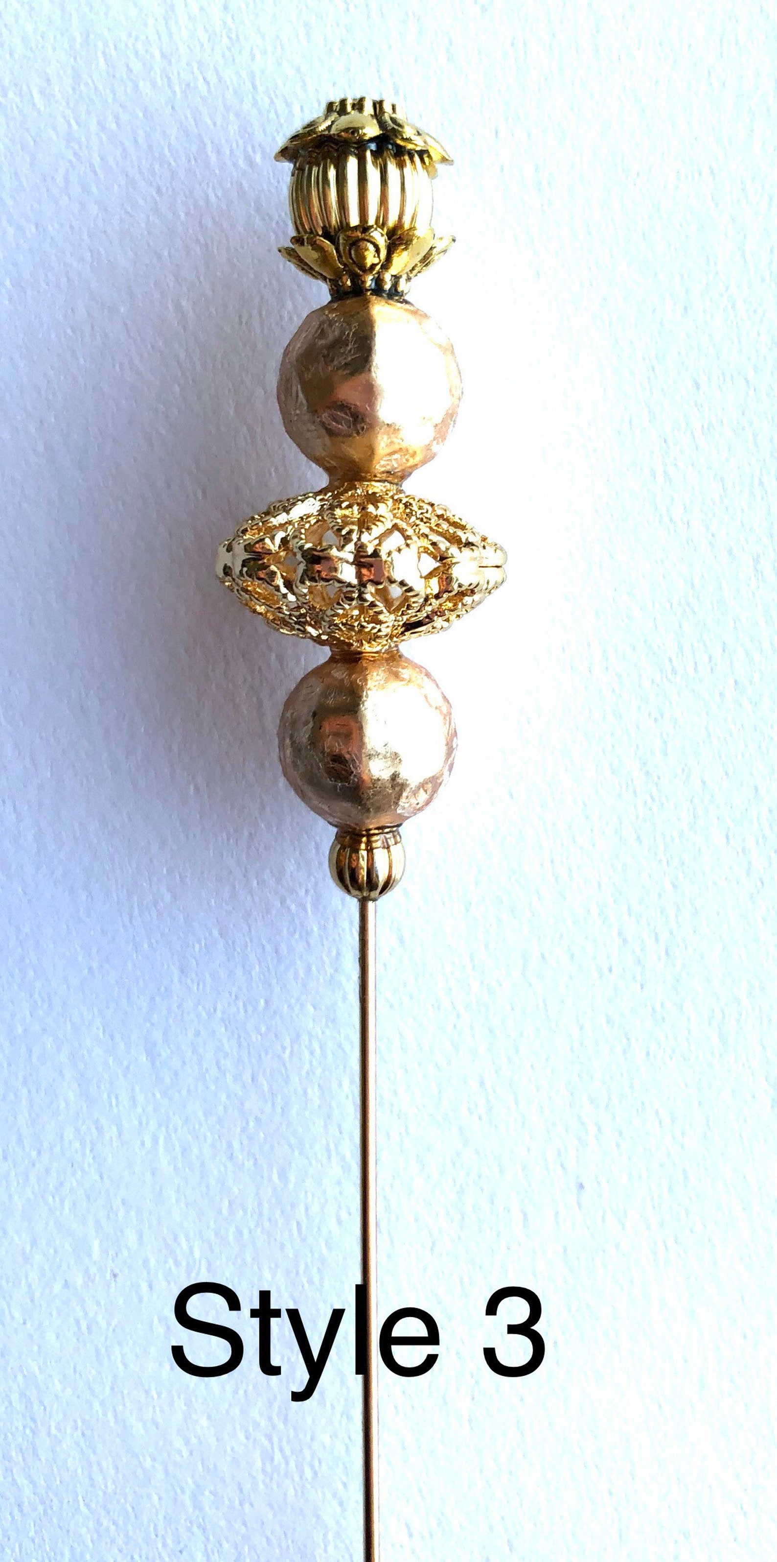 Victorian Style Six Inch Hat Pins in Gold - Etsy