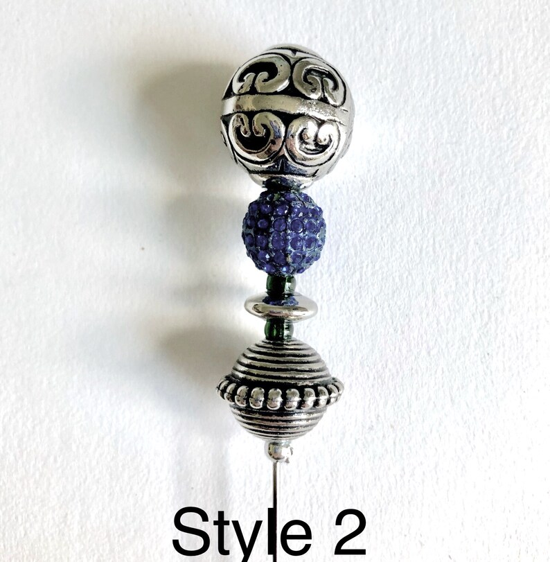 Victorian Style Silver Six Inch Hat Pins Blue Glass Pearls Etsy