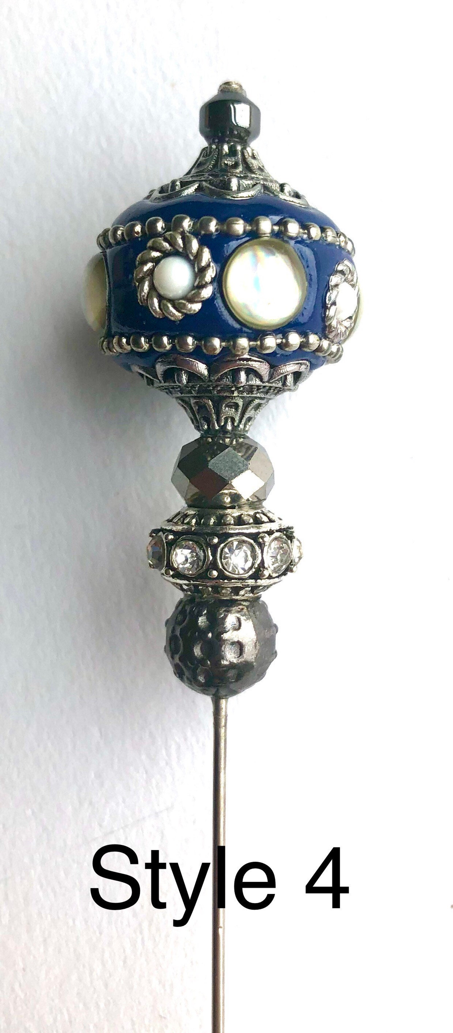 Victorian Style Six Inch Hat Pins Black and White Navy Blue - Etsy