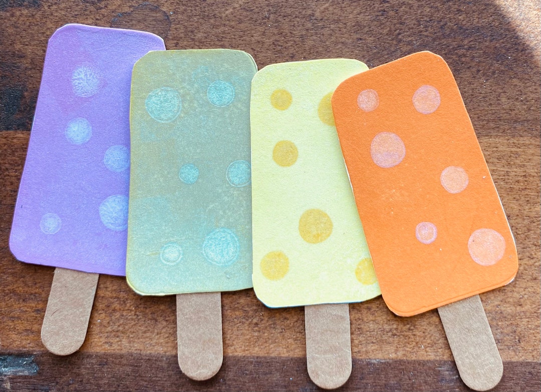 4 Paper Popsicles Hand Stamped for Cards, Journals, and Mixed Media - Etsy