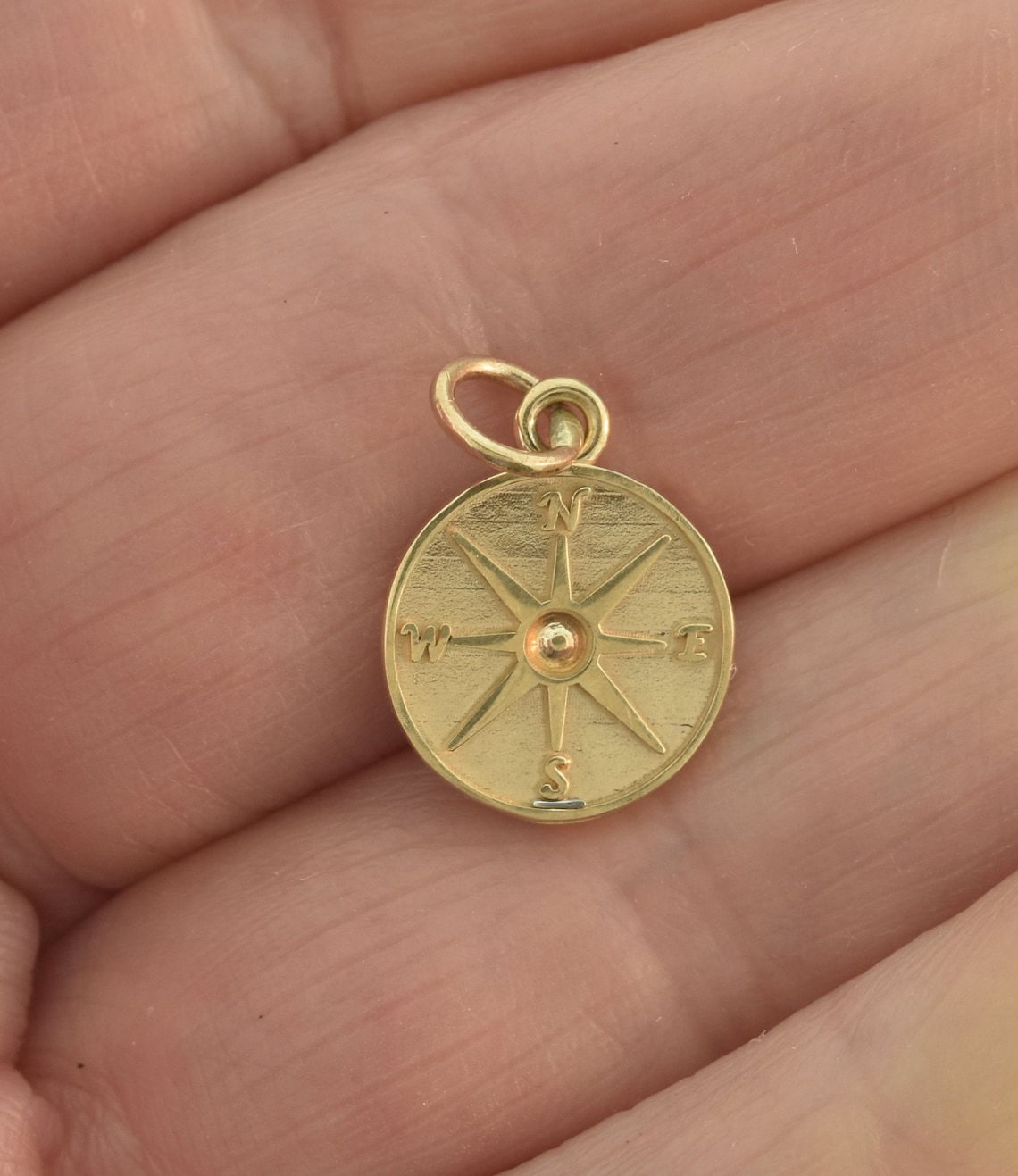 14 Karat Gold Compass Charmcompass14k Gold Charm 14 Karat | Etsy
