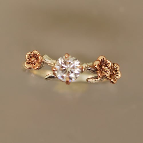 Dainty Double Branch Engagement Ring With Sapphire | Etsy