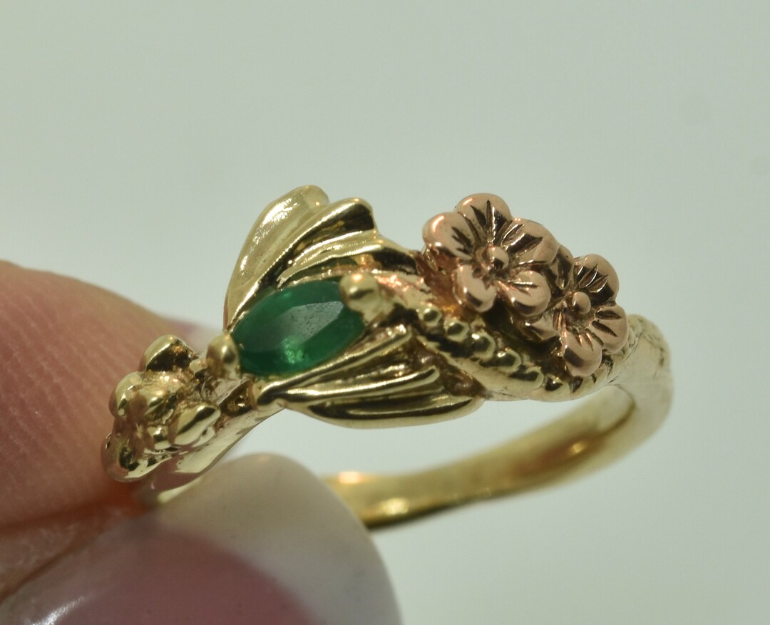 14k Gold Baby Dragon Ring: Emerald Elvish Engagement Ring - Etsy