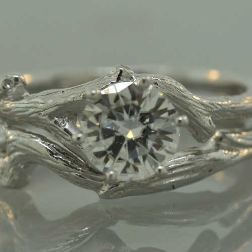 Dainty Double Branch Engagement Ring With Sapphire | Etsy