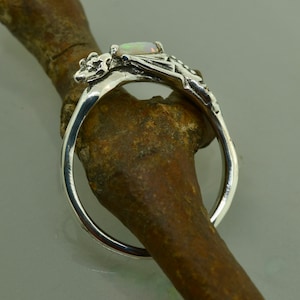 Baby Dragon Ring: Marquise Australian Opal, Sterling Silver Elvish Ring ...