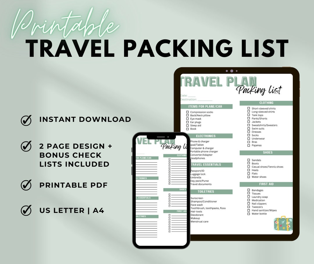 Travel Packing Lists, Travel Check Lists, Travel Planner, Packing List ...