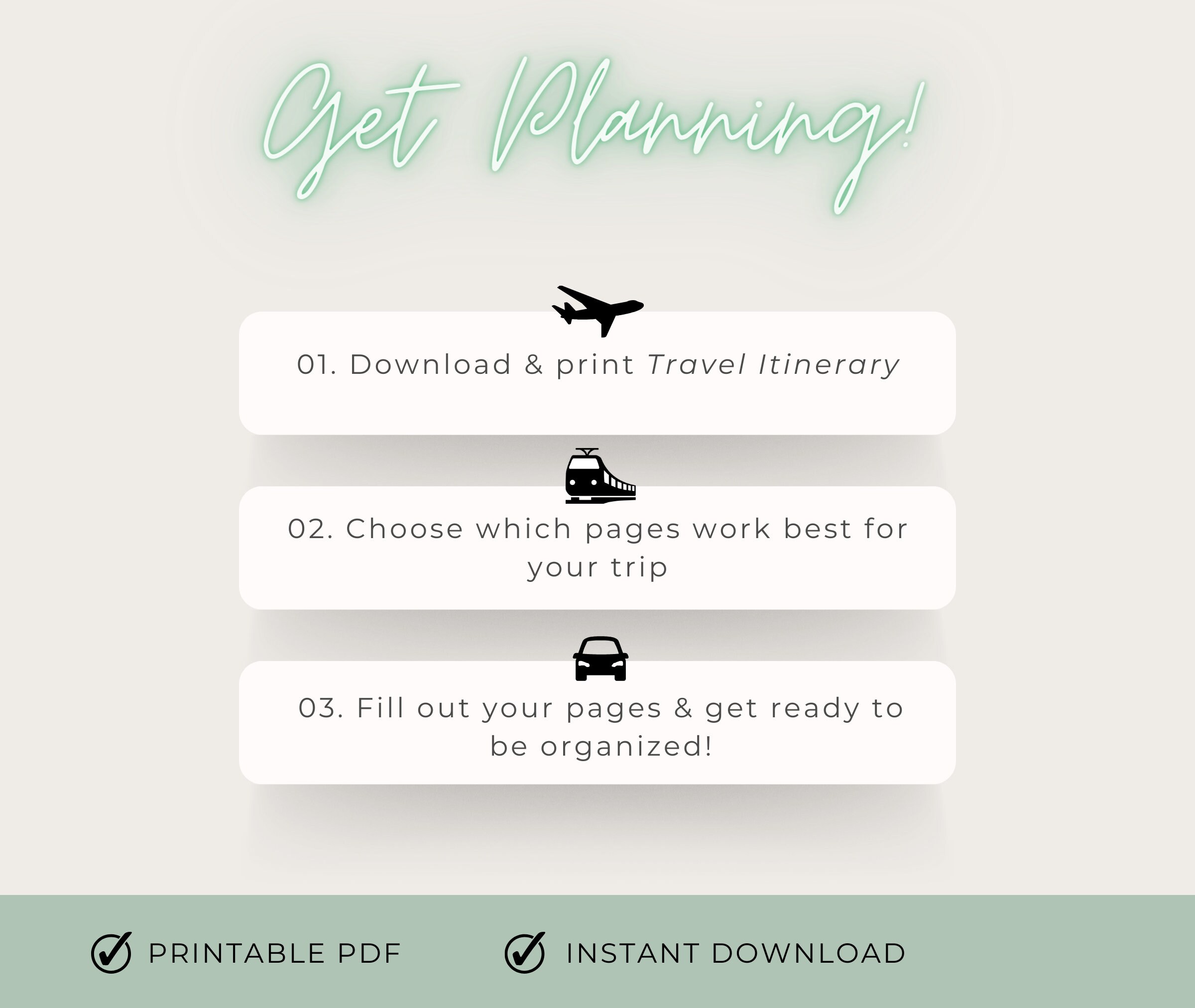 Printable Travel Itinerary Bundle, Weekly Travel Itinerary, Daily ...