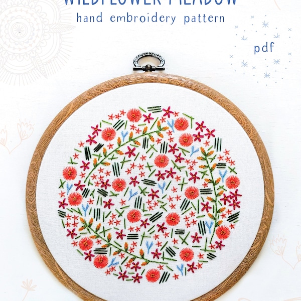 Wildflower Meadow Hand Embroidery Pattern - Etsy