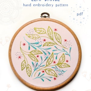 LEAF DANCE - Pdf Embroidery Pattern, Embroidery Hoop Art, Digital ...