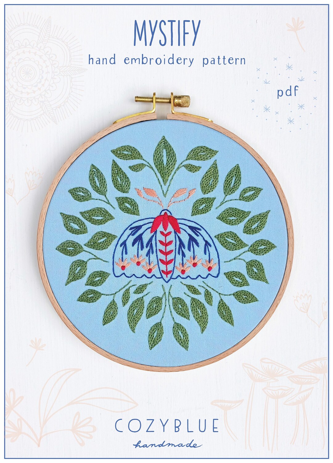 MYSTIFY - Pdf Embroidery Pattern, Embroidery Hoop Art, DIY Stitching ...