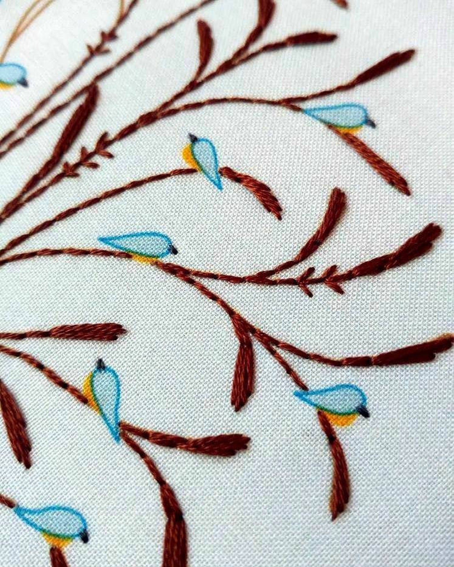 FALL : BLUEBIRDS - Pdf Embroidery Pattern, Embroidery Hoop Art ...