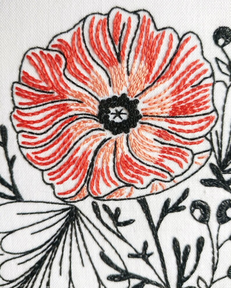 POPPY POWER pdf embroidery pattern embroidery hoop art | Etsy