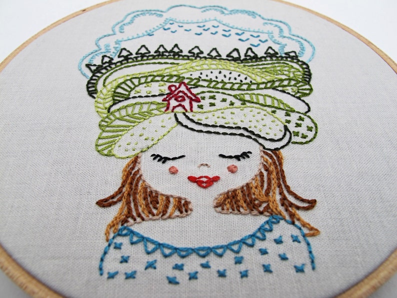 HOME GIRL - Pdf Embroidery Pattern, Mountains and Sky, Girl Embroidery ...