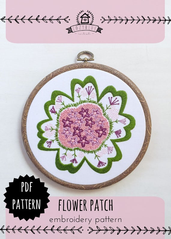FLOWER PATCH pdf embroidery pattern embroidery hoop art | Etsy