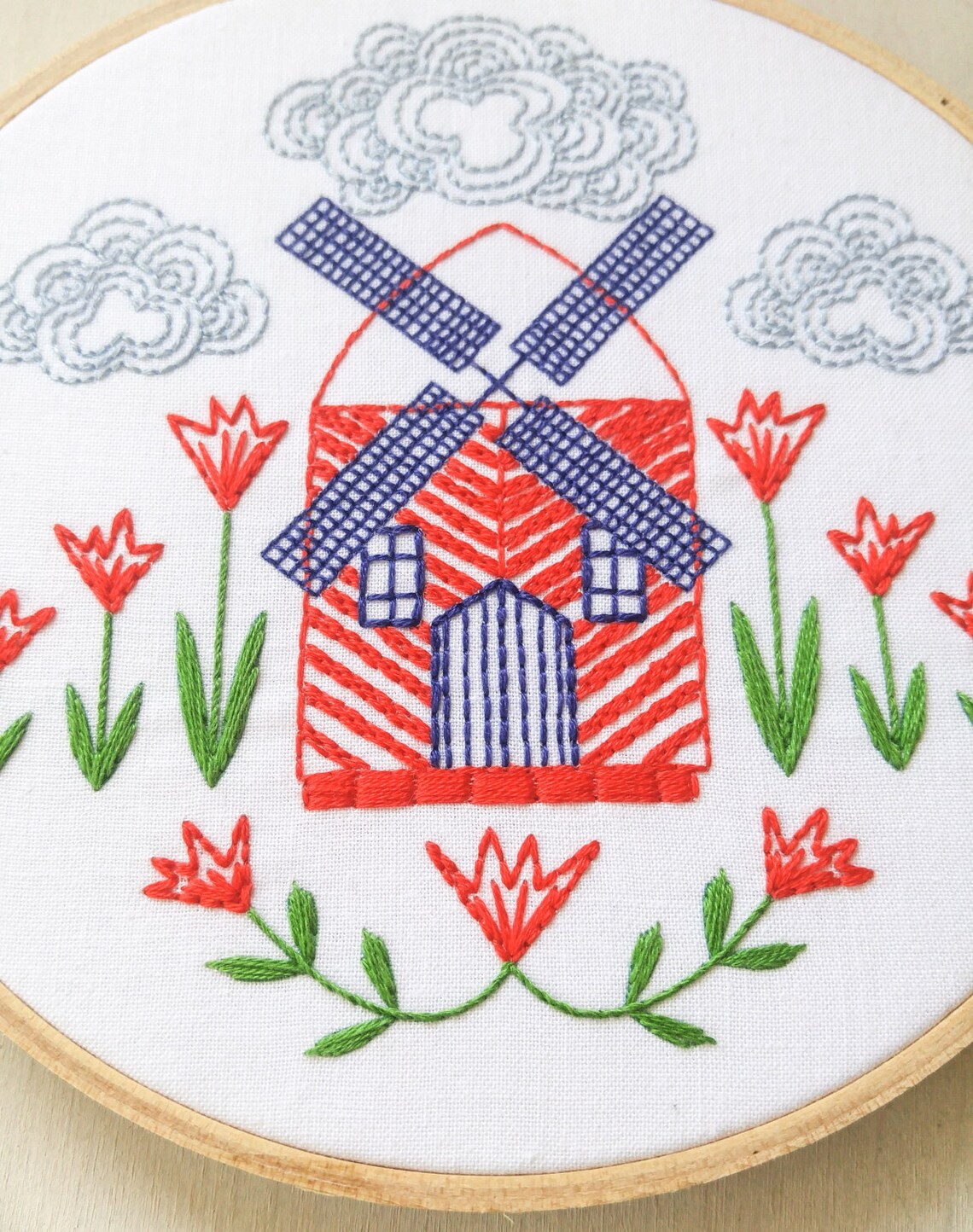 WINDMILL pdf embroidery pattern embroidery hoop art | Etsy